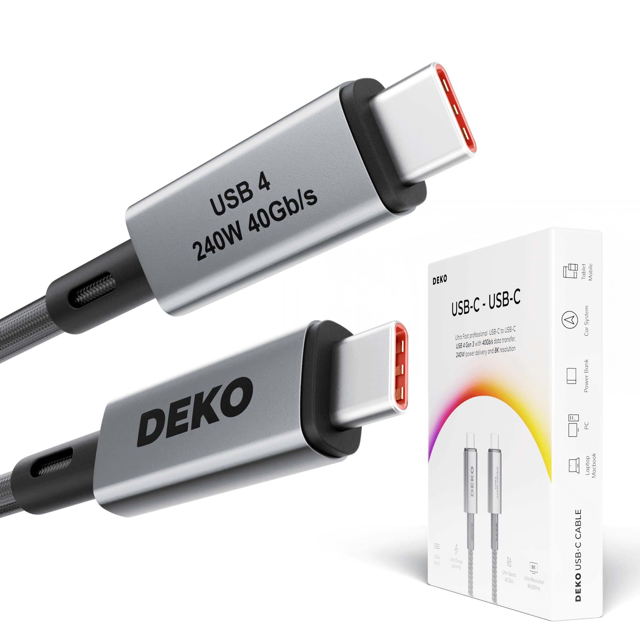DEKO Kabel USB-C USB 4 (240W, 40 Gbps)