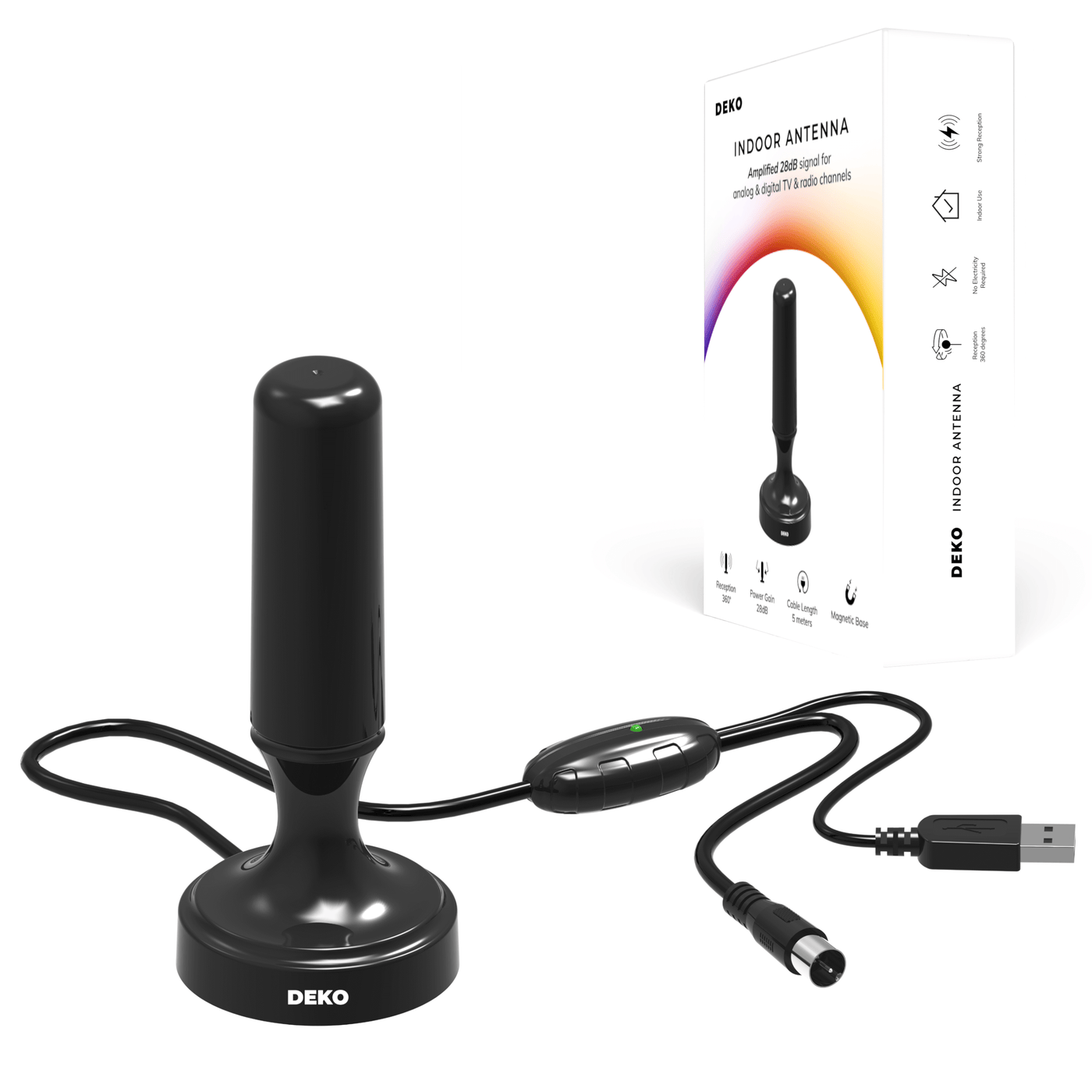 DEKO Antena TV Naziemnej - Antena DVBT2 Pokojowa Mocna (AI5A28MU)